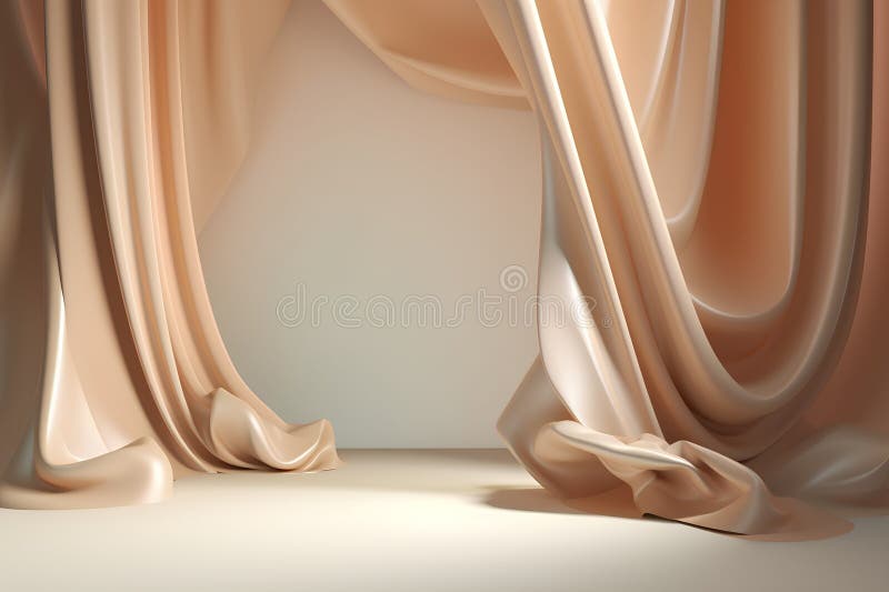 Curtain with Gold Drapery. 3d Render Illustration Stock Illustration ...