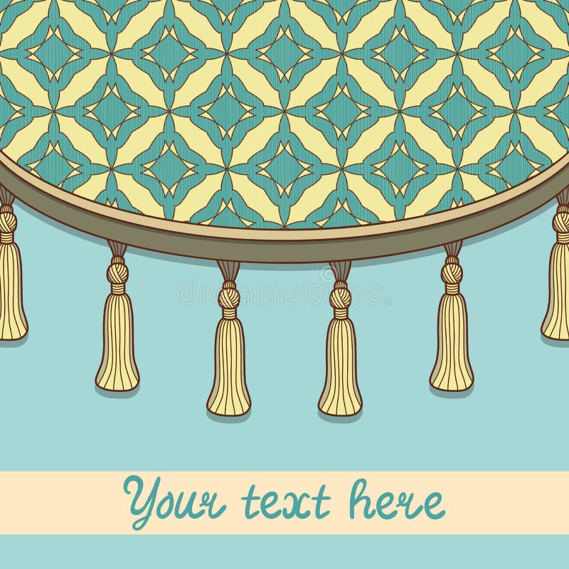 Curtain with Pattern and Tassels Stock Vector - Illustration of blank ...