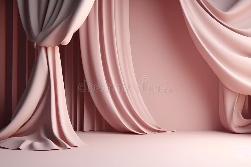 Curtain with Pink Drapery. 3d Render Illustration Stock Illustration ...