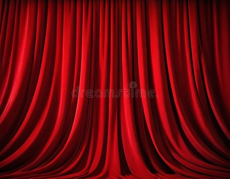 Curtain with Soft Smooth Flowing Folds. Deep Red Maroon Color and ...