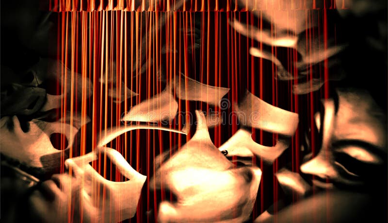 The Actors Masks Move Restlessly in Front of the Curtain that is about ...