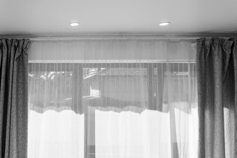 Curtain on the Window. Empty Room with Window and Curtains Stock Image ...