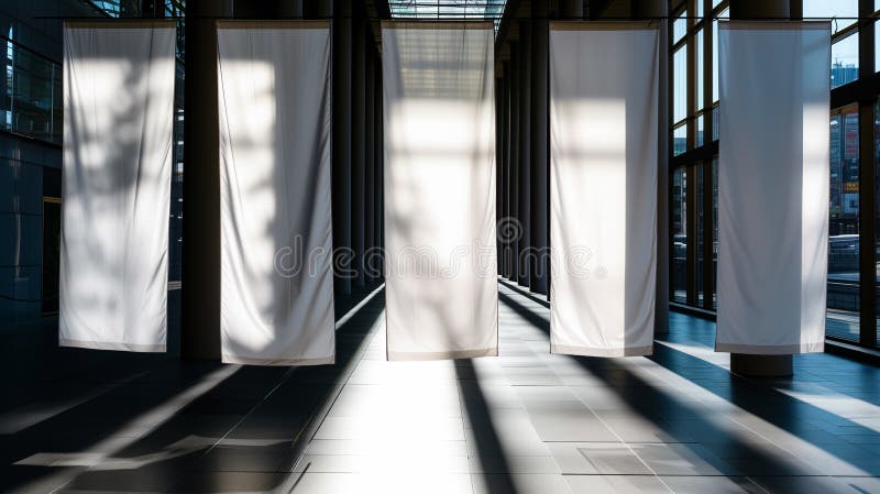 Curtains Casting Shadows in a Bright Room Stock Illustration ...