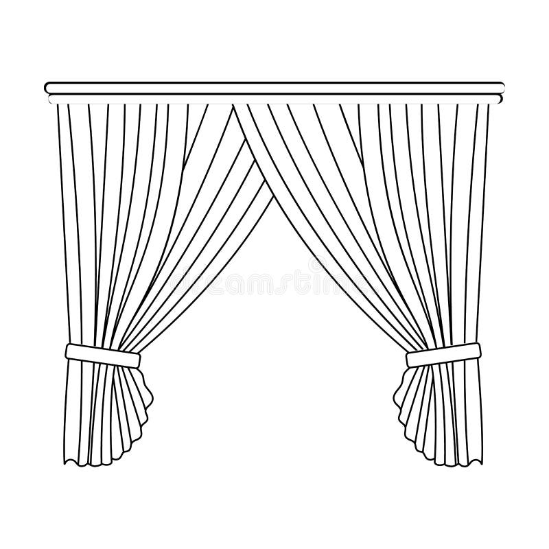 Curtains with Drapery on the Cornice.Curtains Single Icon in Outline ...