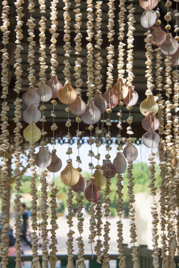 Curtains from shells stock image. Image of decorations - 83246409