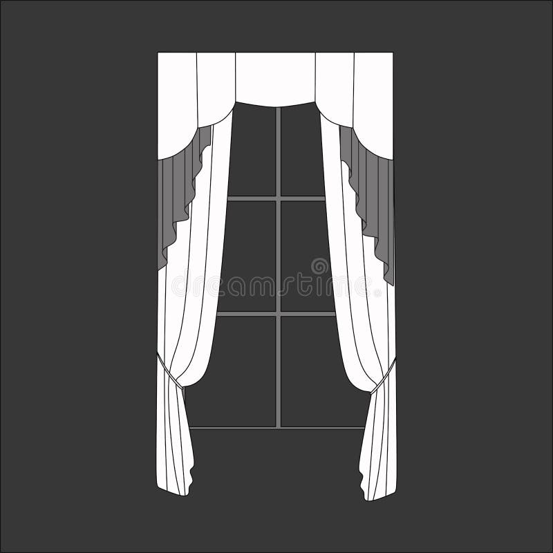 Curtains. Sketch Design Curtains Windows. Stock Illustration ...