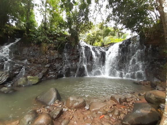 Curug madu pekalongan stock image. Image of forest, rock - 267187321