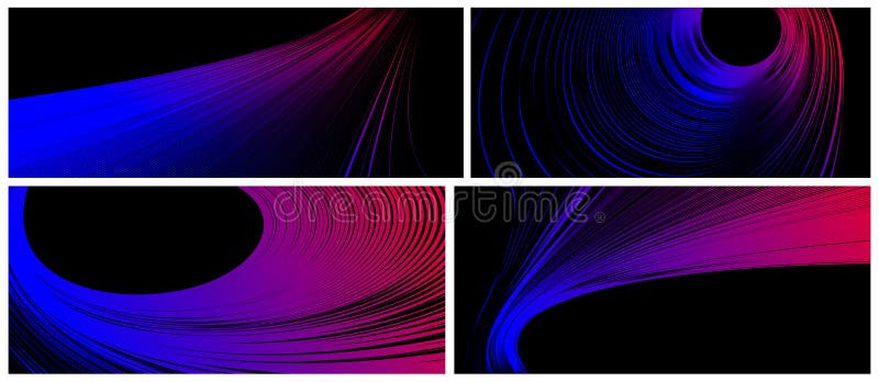 Curvature of Space Vector Abstract Art Background, 3D Linear Flow ...