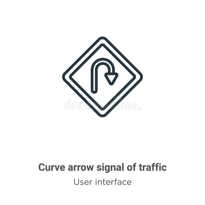 Curve Arrow Signal of Traffic Vector Icon on White Background. Flat ...