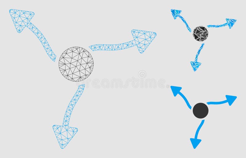 Curve Arrows Vector Mesh Carcass Model And Triangle Mosaic Icon Stock Vector Illustration Of