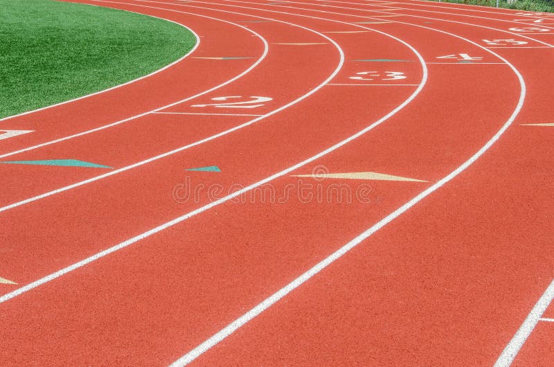 Curve on a Athletics Running Track Stock Photo - Image of recreational ...