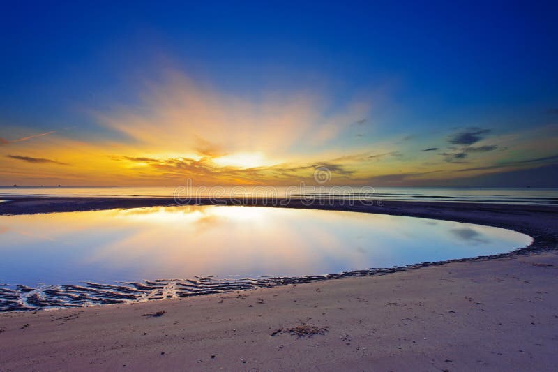 Curve bay on the beach stock image. Image of twilight - 26552753