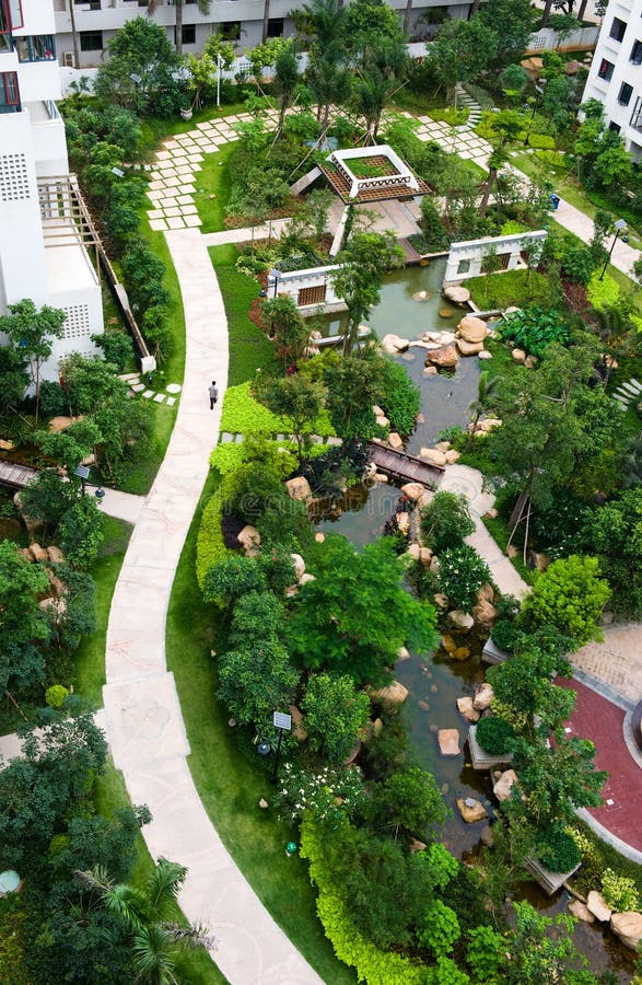 Top view of garden stock image. Image of path, pathway - 22635479