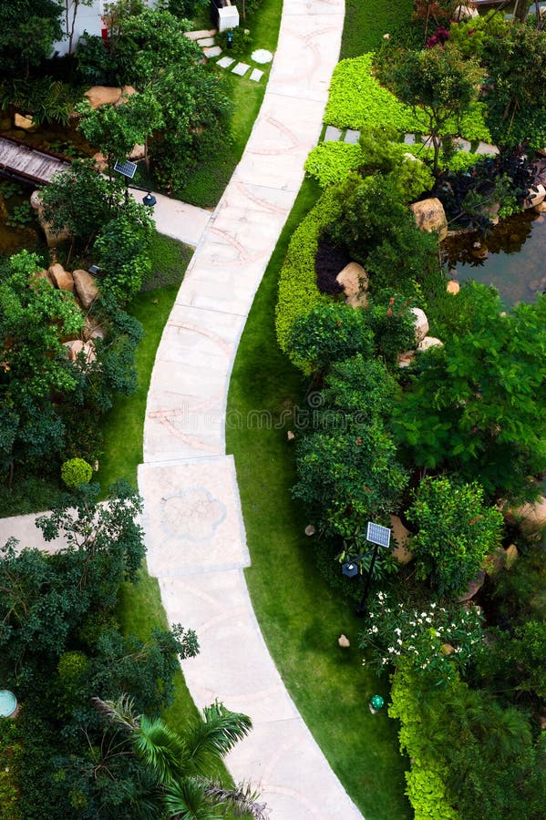 Top view of garden stock image. Image of path, pathway - 22635479