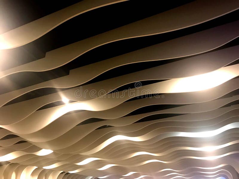 Curve Ceiling Line with Spot Light in Modern Building Stock Image ...