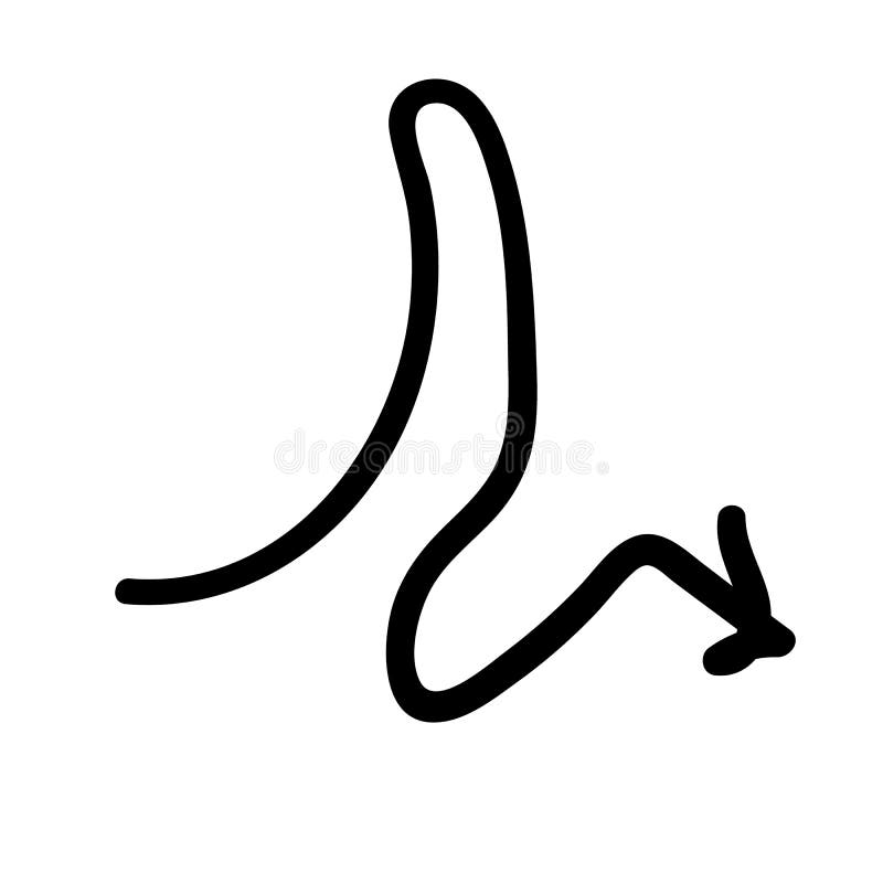 Curve Curved Spiral Arrow Doodle Hand Drawn. Vector Illustration Stock ...