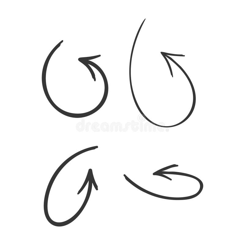 Curve Doodle Arrows Vector Set. Whimsical, Hand-drawn Design Elements ...
