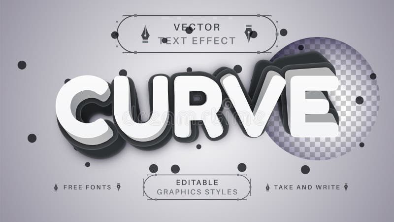 Curve - Editable Text Effect, Font Style Stock Vector - Illustration of ...