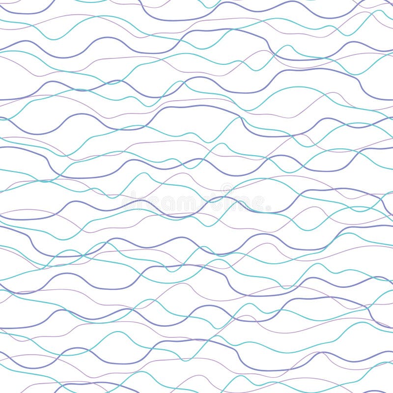Curve Line Doodle Seamless Pattern. Abstract Squiggly Modern Background ...