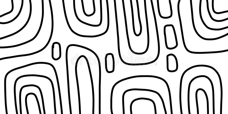 Curve Line Geometry. Black and White Pattern with Variety Abstract ...