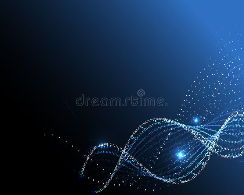 Curve Neon Light with Blue Code Technology Background Stock Vector ...