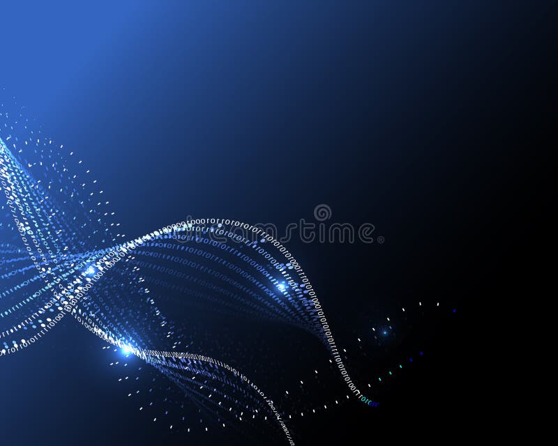 Curve Neon Light with Blue Code Technology Background Stock Vector ...