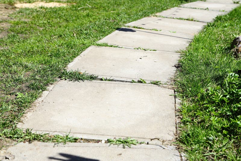 Curve the Path of Concrete Tiles on a Sunny Day Stock Image - Image of ...
