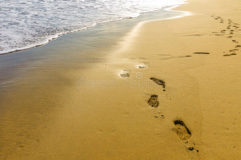 Curve Path of Footprints on a Sandy Beach Stock Image - Image of ...