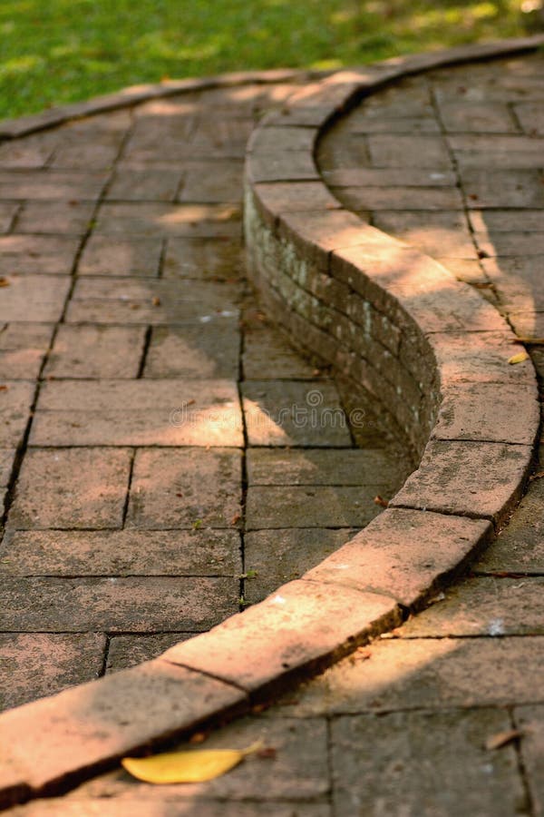 Curve Pattern Bricks Walking Pathway Landscape Design Stock Photo ...