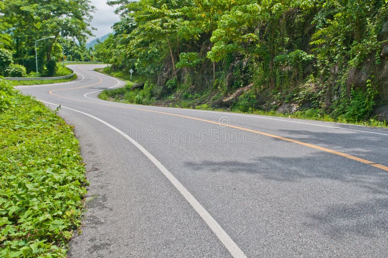 Curve road stock photo. Image of forest, mountain, line - 26825896