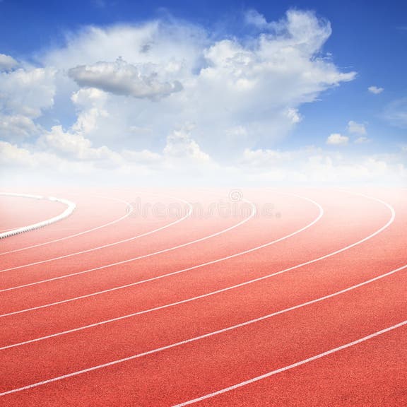 Curve of a Running Track and Blue Sky Stock Image - Image of blocks ...