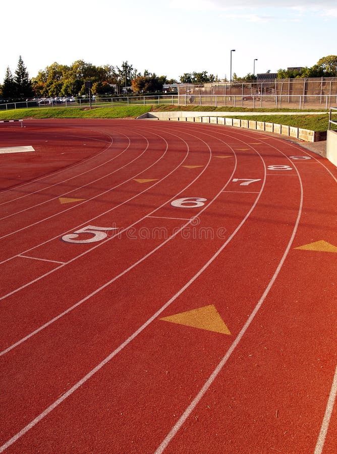 Curve on Running Track at Community College Stock Image - Image of ...