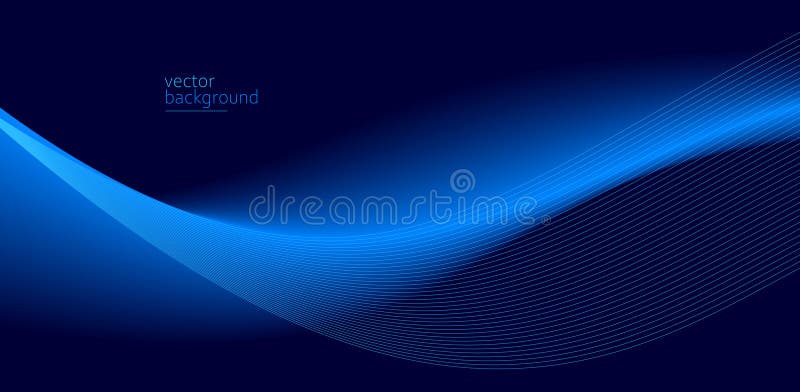 Curve Shape Flow Vector Abstract Background in Dark Blue Gradient ...