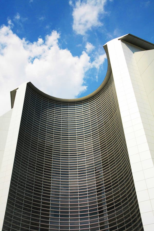 The Curve Shaped Building with Blue Sky Stock Photo - Image of peach ...
