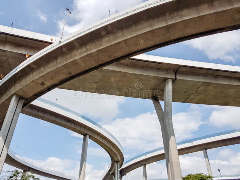 The Curve of Suspension Bridge Stock Photo - Image of architecture ...