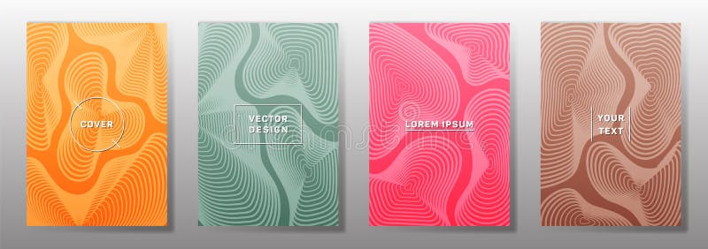 Curve Topography Lines Imitation Creative Vector Covers Set Stock ...