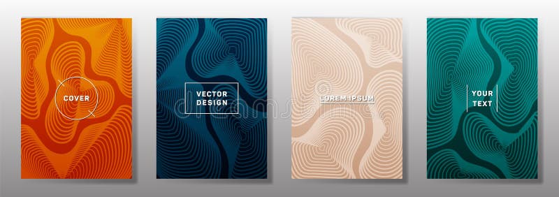Curve Topography Lines Imitation Creative Vector Covers Set. Stock ...