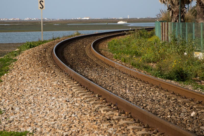 Curve train tracks stock image. Image of perspective - 34343609
