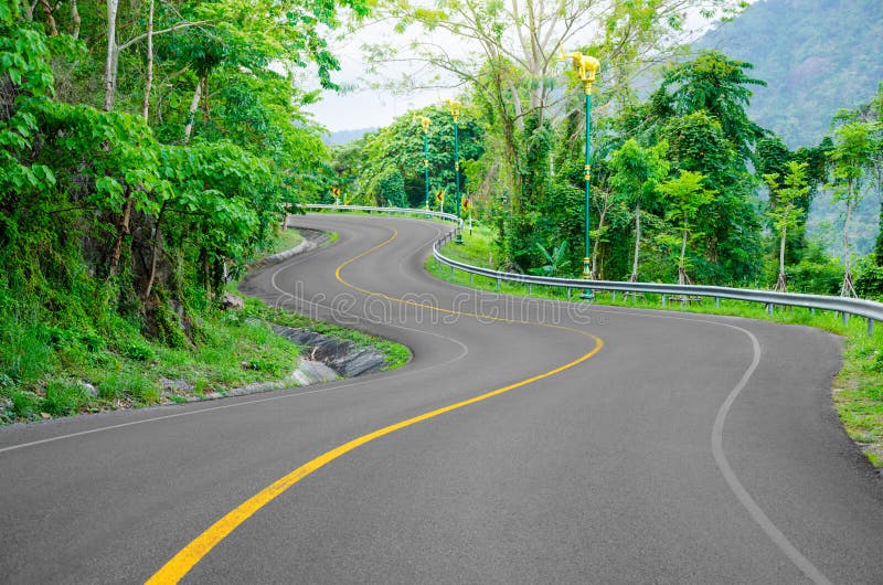 Curve way of asphalt road. stock photo. Image of curve - 60747904