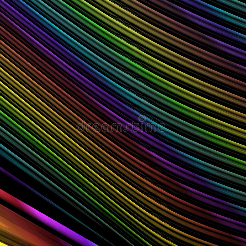 Curved Abstract Dark Background with Rainbow Lines. 3d Illustration, 3d ...
