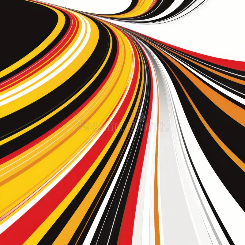 Curved Abstract Lines in Vibrant Red Yellow and Black Shades Stock ...