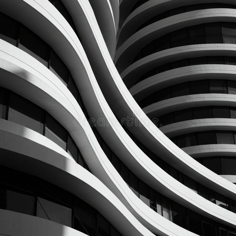 Curved Architectural Facade with Smooth, Undulating Lines. Features ...