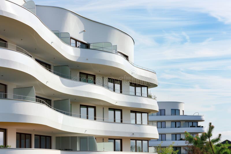 Curved Architecture of an Avantgarde Residential Building Stock Image ...