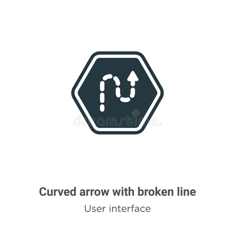 Curved Arrow with Broken Line Vector Icon on White Background. Flat ...