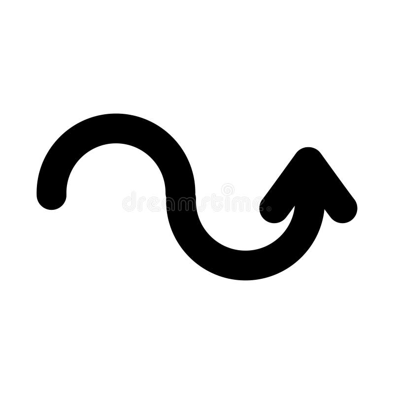 Curved Arrow Icon. Black Line Arrow Vector Illustration. Black ...