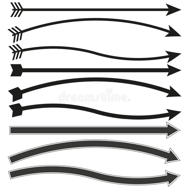 Curved Arrow Icon. Directional Path Shape. Black Arrow Design. Motion ...
