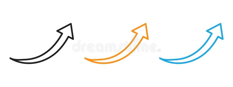 Curved Arrow Icon Thin Line Illustration Set Stock Vector ...