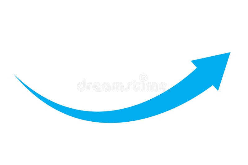 Curved Arrow Icon. Upward Blue Shape. Minimal Vector Sign. Rising ...