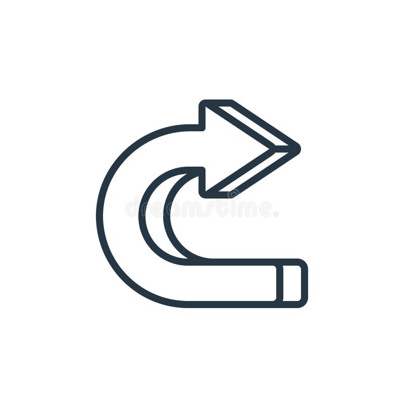 Curved Arrow Icon Vector from D Arrows Concept. Thin Line Illustration ...