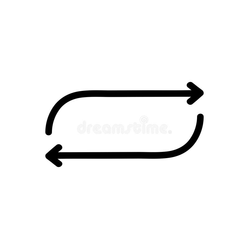 Curved Arrow Left and Right Line Black Doodle Stock Illustration ...